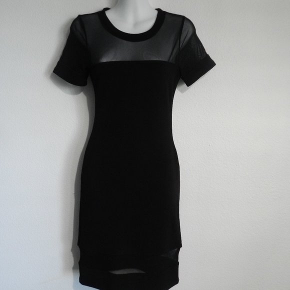 Bozzolo | Dresses | Bozzolo Black Mesh Bodice And Hem Insert Short ...